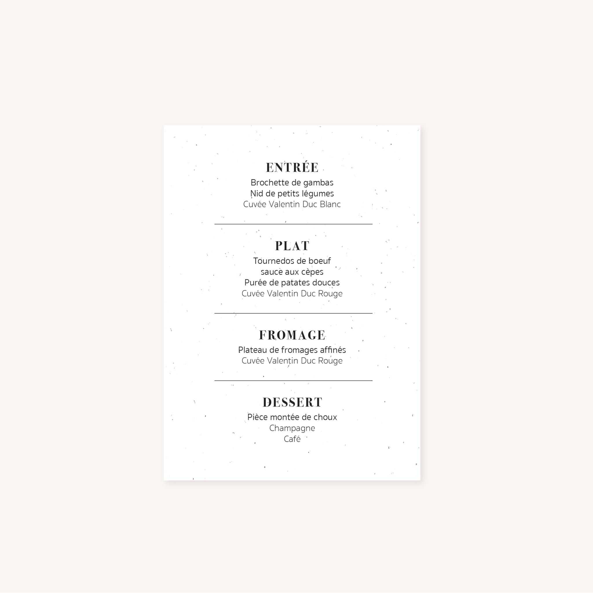 Menu mariage Épuré - Le Comptoir du Bonheur