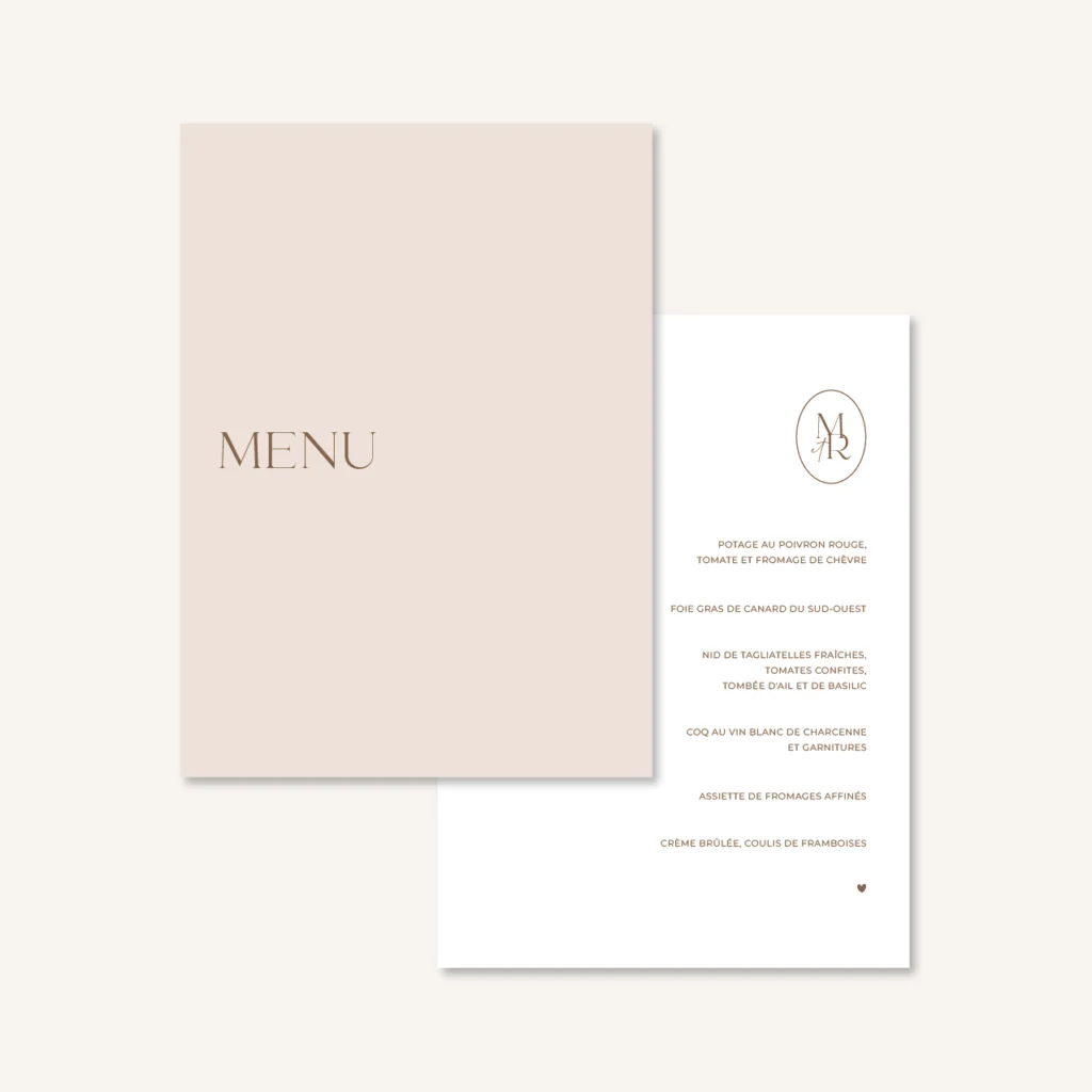 Menu mariage raffiné - Le Comptoir du Bonheur